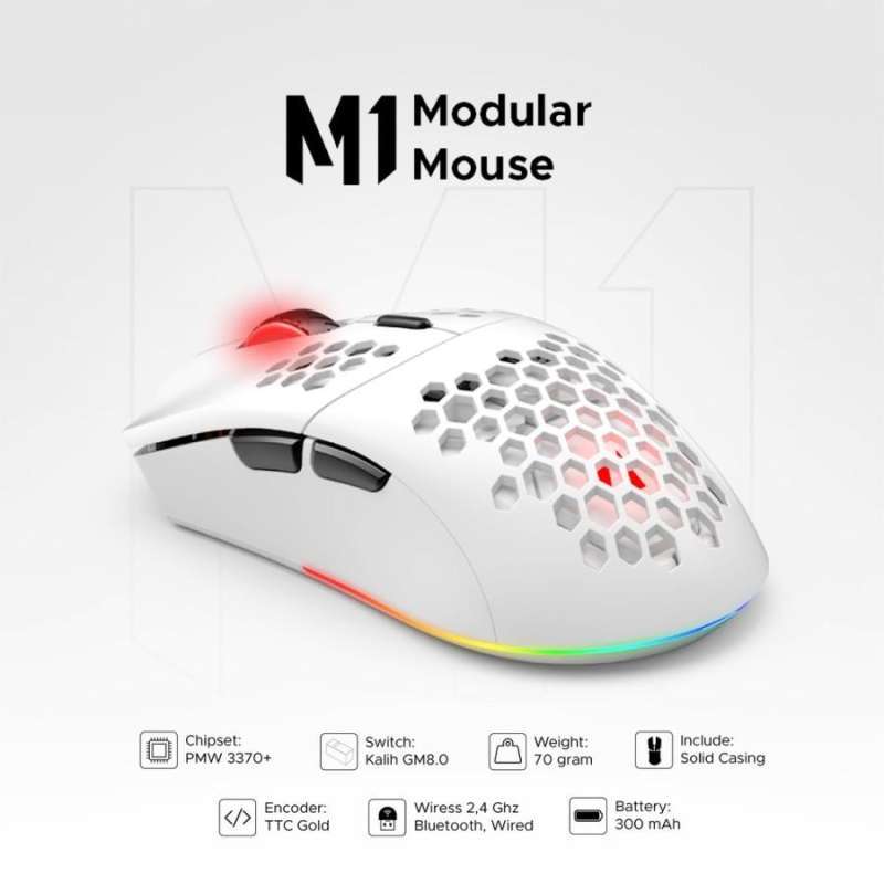 Jual Noir M1 Modular Wireless Bluetooth Gaming Mouse 3 In 1 Connection ...