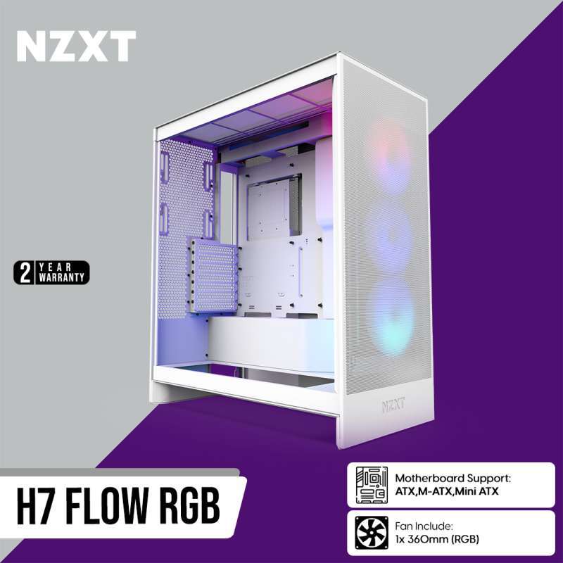 Jual Nzxt H7 Flow Rgb Mid-tower Atx Case With Rgb Fans - Black Di ...