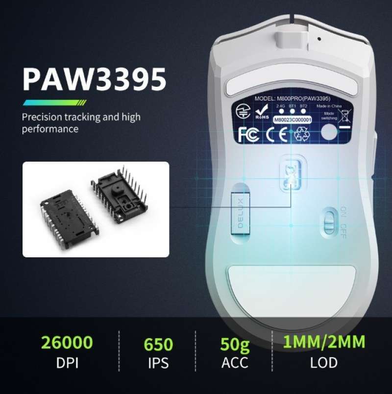 Promo Delux M800 Pro Wireless Gaming Mouse Paw 3395 Sensor - Hitam Diskon 23% Di Seller Mari ...