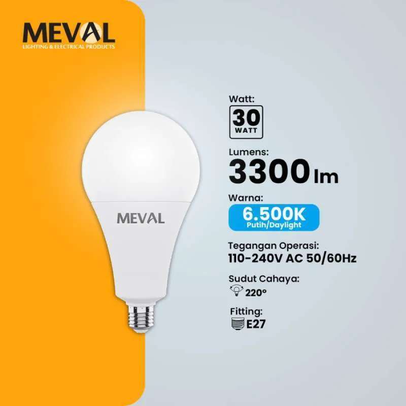Promo Meval Lampu Led Jumbo 30 Watt Bulb Eco Bohlam 30w Cahaya Putih ...