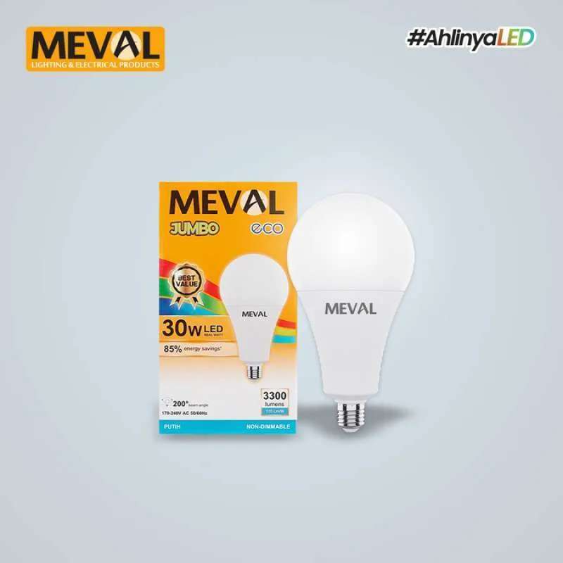 Promo Meval Lampu Led Jumbo 30 Watt Bulb Eco Bohlam 30w Cahaya Putih ...