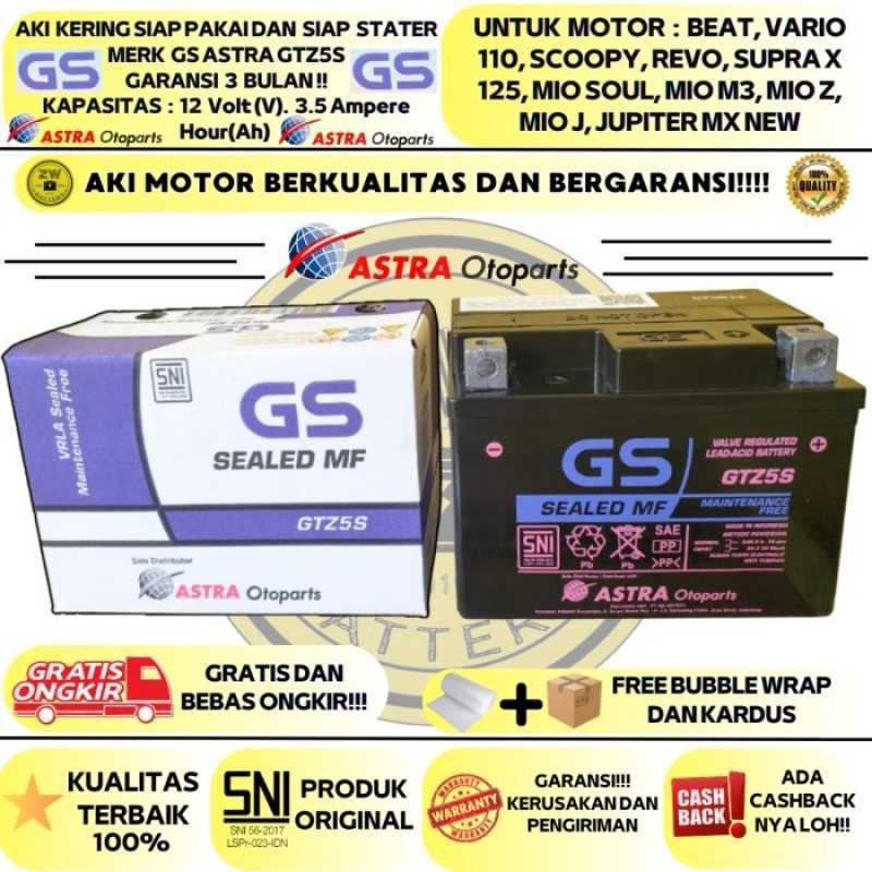 Promo Aki Motor Honda Beat, Vario 110-125 Gtz5s Gs Astra Original Aki Kering A3 Terjamin Diskon ...
