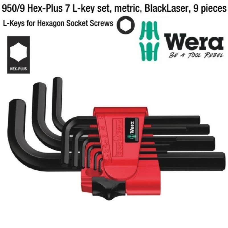 Promo Kunci L Hex-plus Metric Set Wera 05021737001 Blacklaser L-key, 9 ...
