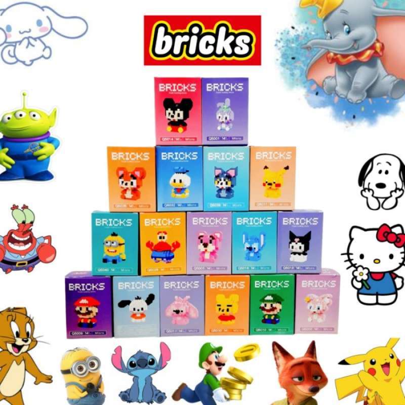 Promo Mainan Balok Bricks Karakter Kartun Balok Blok Susun Mini Toys ...