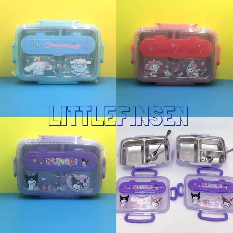 Jual Lunch Box Stainless Sanrio/kotak Makan Kuromi Cinamurol Melody Sendok - Sekat 2 Kuromi Di ...