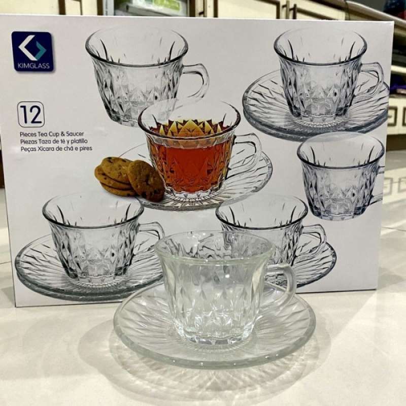 Jual Satu Set Cangkir Teh Kaca Isi 12pcs Kim Glass - Classic 8pcs Di ...