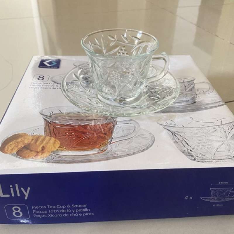 Jual Satu Set Cangkir Teh Kaca Isi 12pcs Kim Glass - Classic 8pcs Di ...