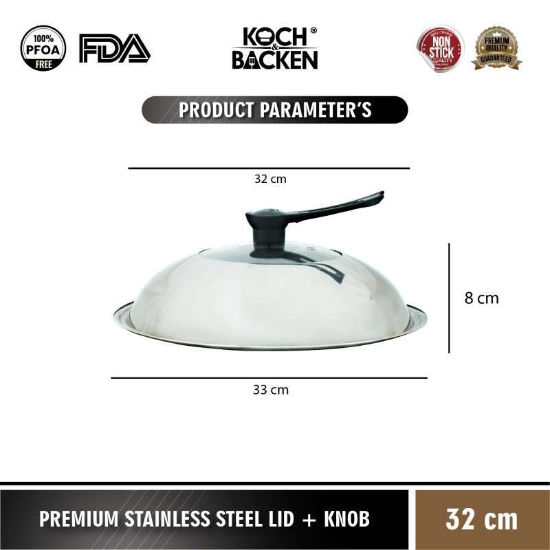 Promo Koch&backen Glass Lid Stainless Steel Lid + Knob - Tutup Panci ...