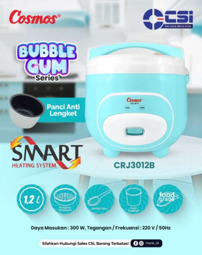 Promo Cosmos Magic Com Rice Cooker 1.2 Liter Buble Gum Crj 3012 B ...