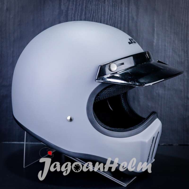 Jual Helm Js Retro Cakil | Solid | Classic Fullface - Black Doff - Di ...