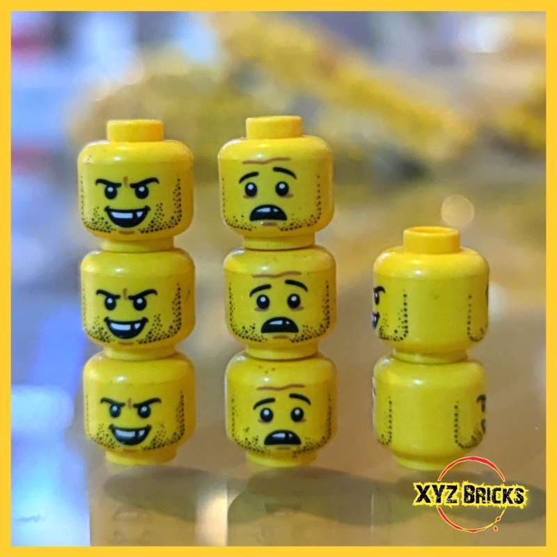 Jual LEGO Parts 6038470 - Head Yellow Dual Sided Beard Stubble Missing ...