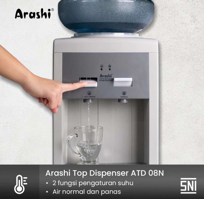 Jual Arashi Top Dispenser / Hot & Normal / Galon Atas Atd 08n - Atd08n ...
