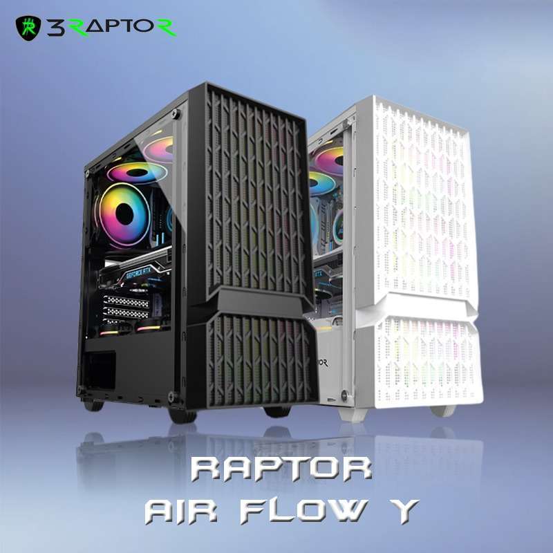 Promo Casing Gaming/pc/office Atx Raptor Air Flow Y Free 3 Fan Rgb ...