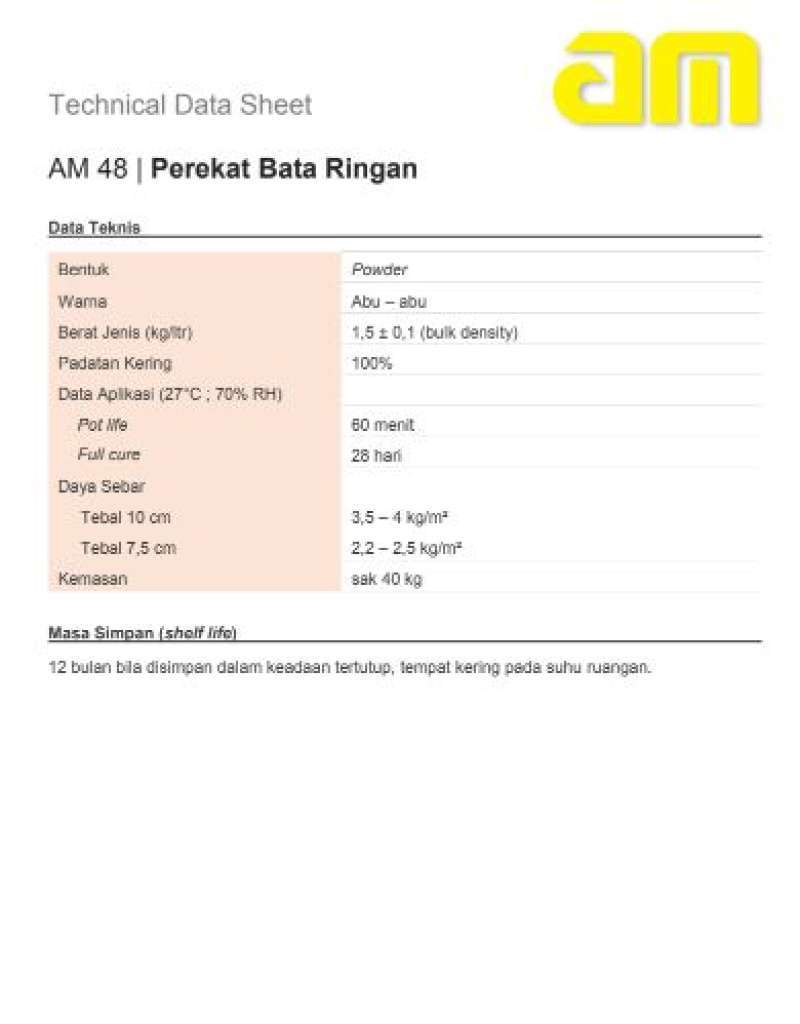Jual Am 48 Semen Perekat Bata Ringan - 40kg Di Seller TB Rawabelong ...