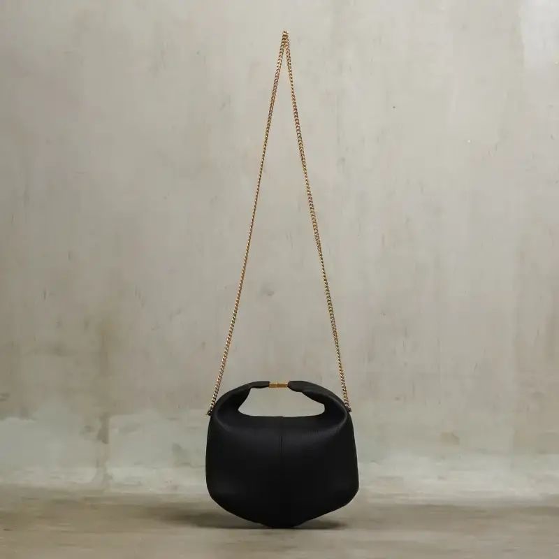 Promo Tas Polene Beri Chain Texture Leather Black Shoulder Bag 100% ...