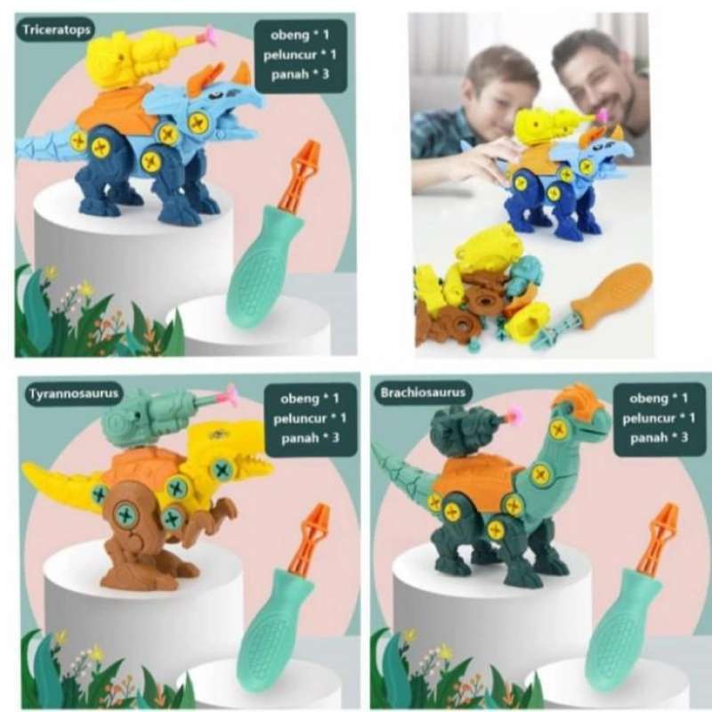 Jual Diy Dinosaur Dinosaurus Besar Plus Peluncur Mainan Bongkar Pasang ...