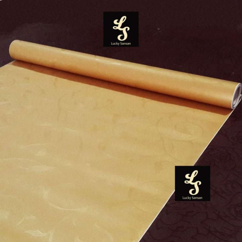 Promo L3 Wallpaper Sticker Polos Gold - Wallpaper Dinding Diskon 5% di ...