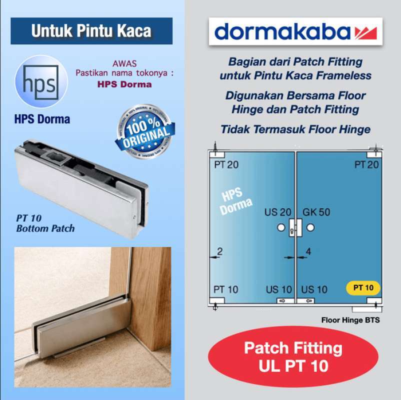 Promo Dorma Ul Pt 10 Bottom Patch Fitting Diskon 23% Di Seller Restu Abadi - Kalibata, Kota ...