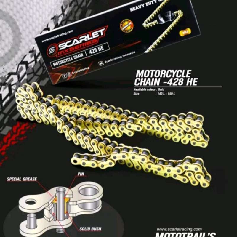 Jual Rante Rantai Sprocket Chain 428 He - Ukuran 130 L 140 L 150 L Gold ...
