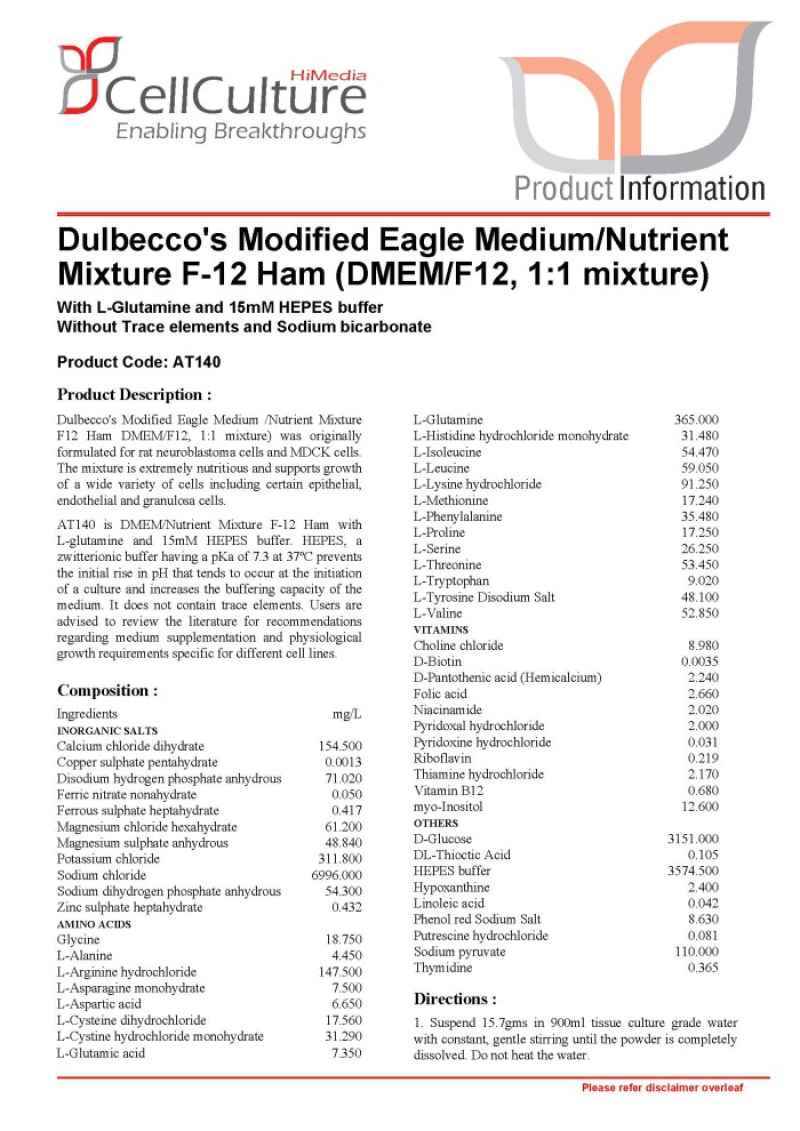 Promo Dulbecco’s Modified Eagle Medium, Cell Culture, 1 Liter Diskon 9% ...