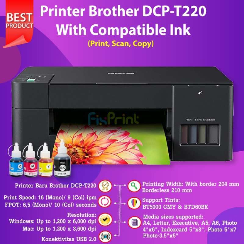 Promo Printer Ink Tank Brother Dcp-T220 Dcp T220 Original Tinta D60Bk ...