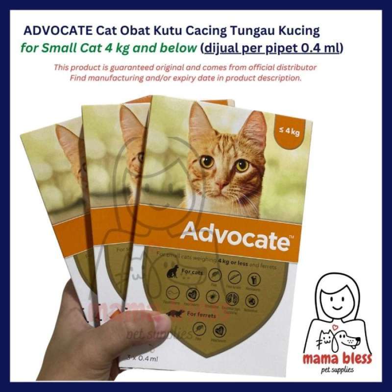 Jual ADVOCATE for Small Cats Kucing berat sampai dgn 4 kg - HARGA PER ...