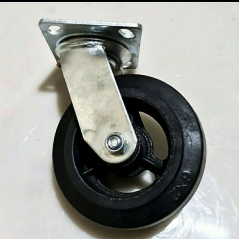 Jual Roda Trolley Trolli Karet Heavy Duty 6 Inch Hidup Putar di Seller ...