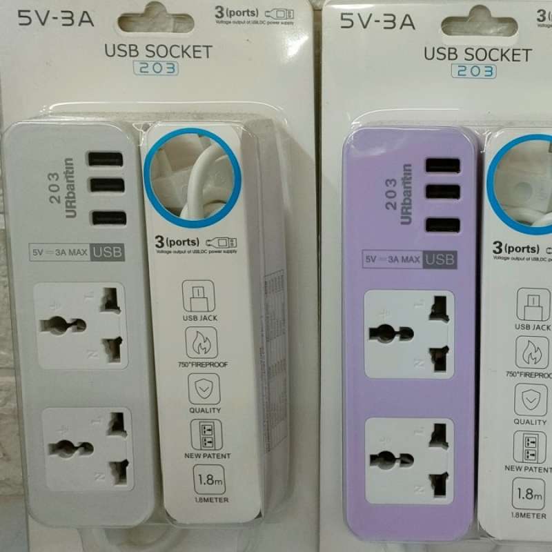 Promo stop kontak kaki 3/usb socket 203 urbatin universal original ...