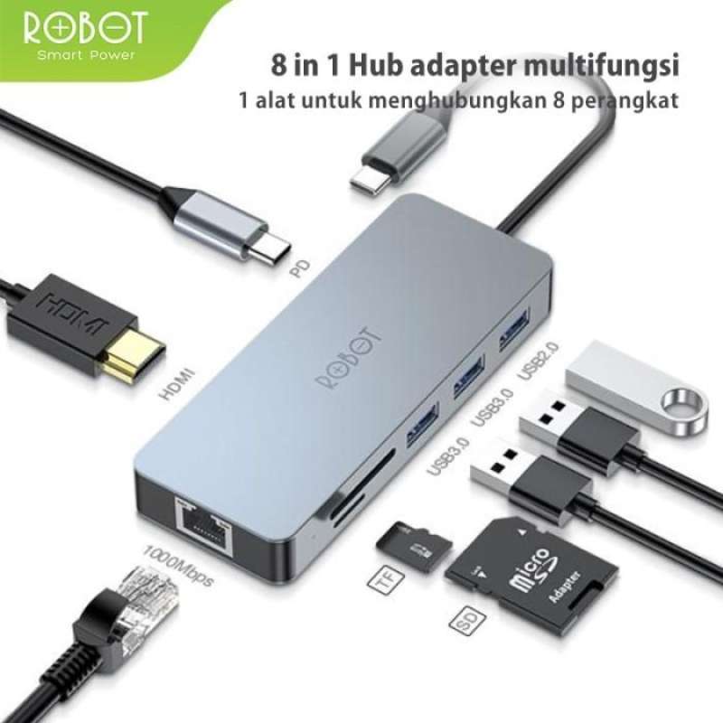 Jual Robot Ht Multiport In Usb Type C Hub Adapter Lightweight Di Seller Databox Kasin