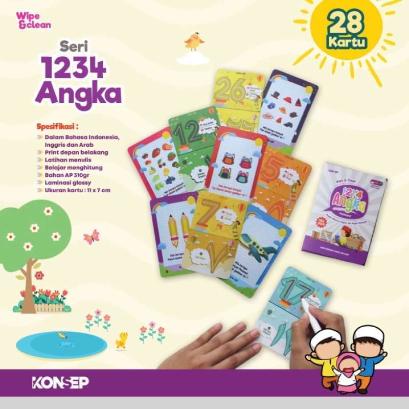 Promo Mainan Edukasi Anak / Flash Card Seri 1234 Angka + Free Spidol ...
