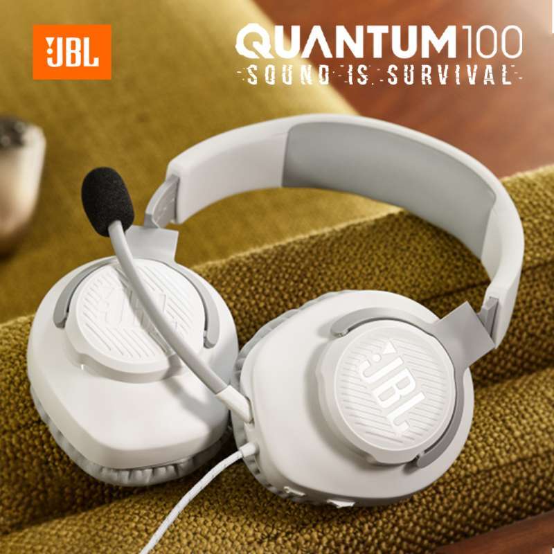 Promo Jbl Quantum 100 White Wired Over-ear Gaming Headset With Detachable Mic Diskon 30% Di ...