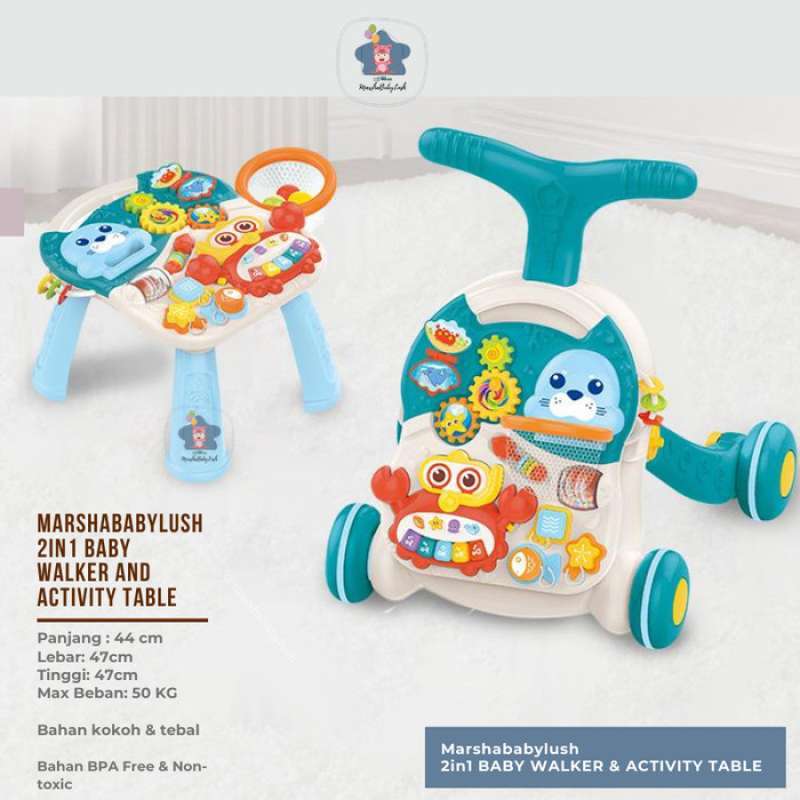 Promo 3In1 Push Walker Activity Table / Push Walker Anak Dan Meja Dan ...