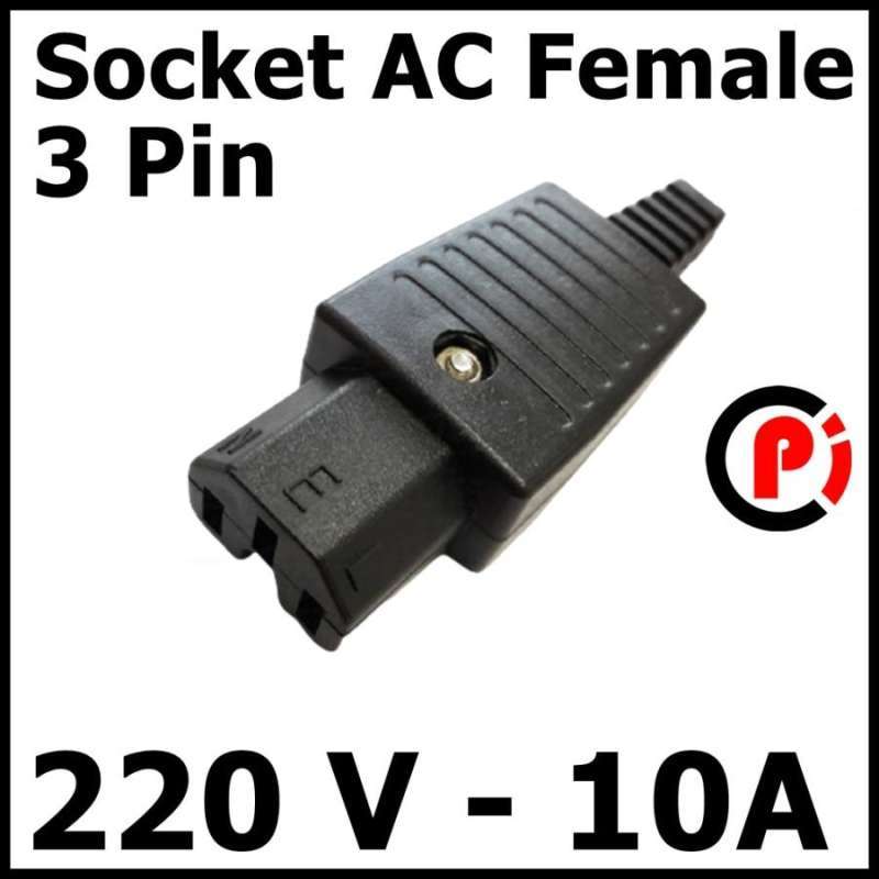 Jual Socket AC Female Computer Soket Betina Buntut Kabel 3 Pin 220V 10A ...