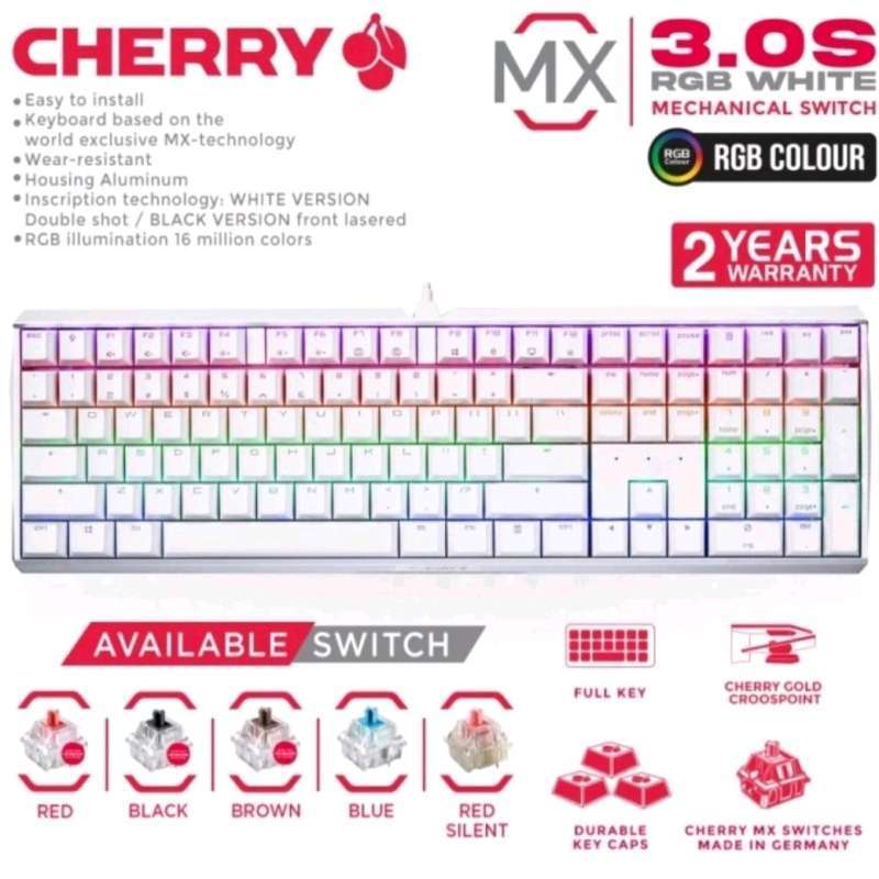 Jual CHERRY MX 3.0S RGB White Mechanical Gaming Keyboard Full Keys MX3 ...