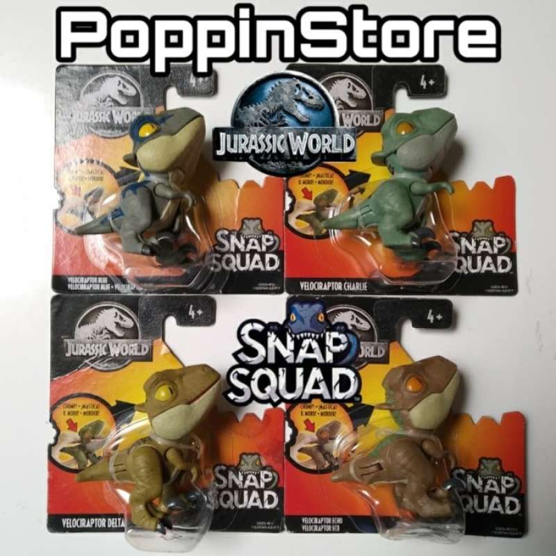 Promo Jurassic World Snap Squad Velociraptor Lengkap Blue,Charlie,Delta ...