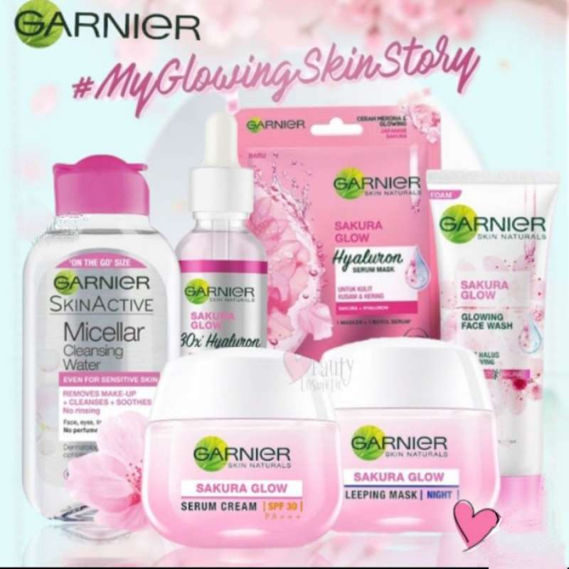 Promo Paket Rangkaian Garnier Sakura Glow Besar, Paket Lengkap UV ...