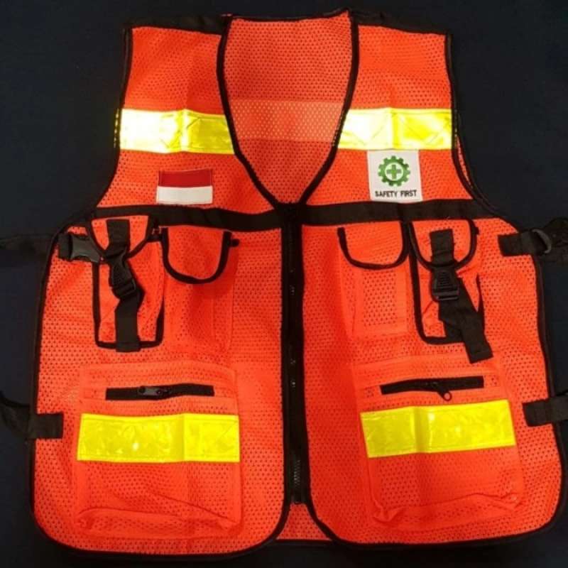 Promo Rompi Safety 6 Kantong Bendera Indonesia Dan Logo K3 Rompi Proyek ...