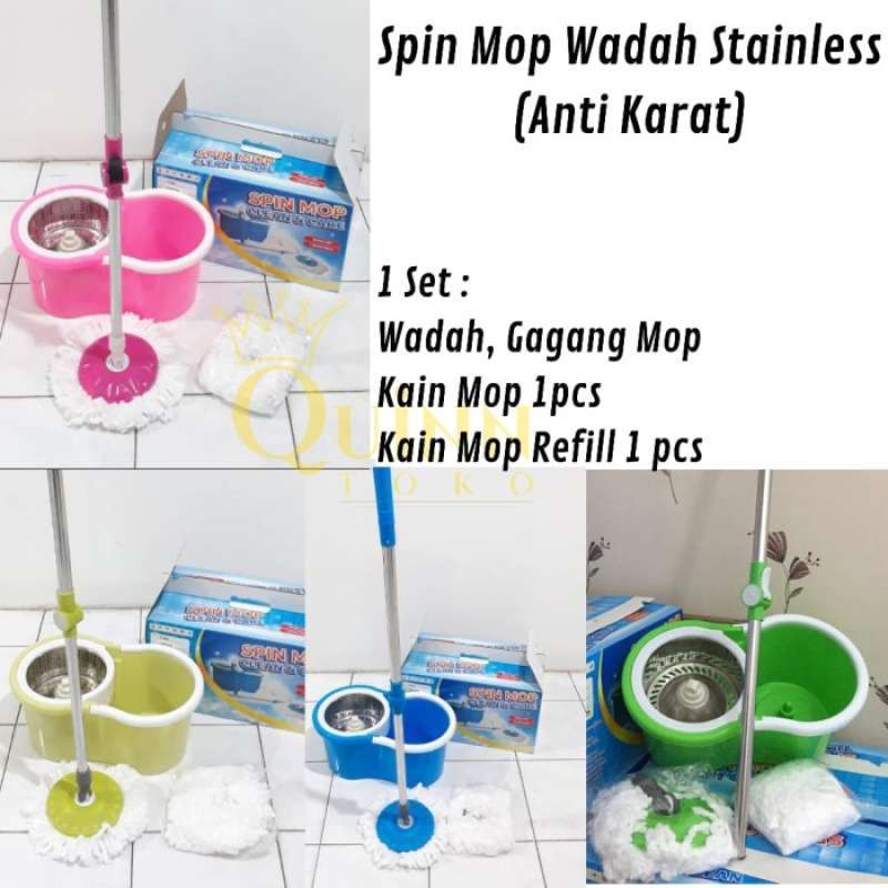 Promo Spin Mop (Wadah Besi)/ Alat Pelan Putar Set Dengan Tempatnya ...