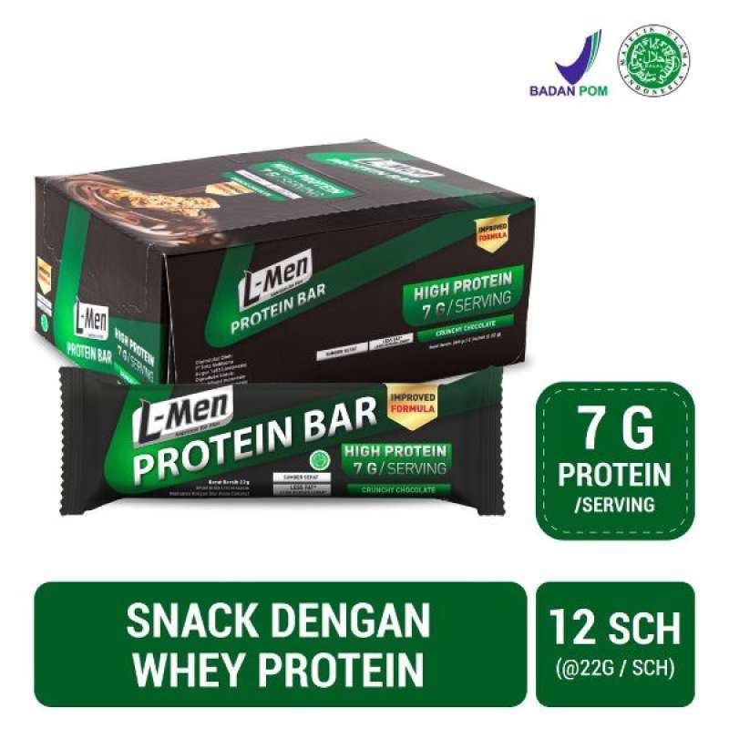 Jual L-Men Protein Bar Crunchy Chocolate 12 sachet (7g protein ...