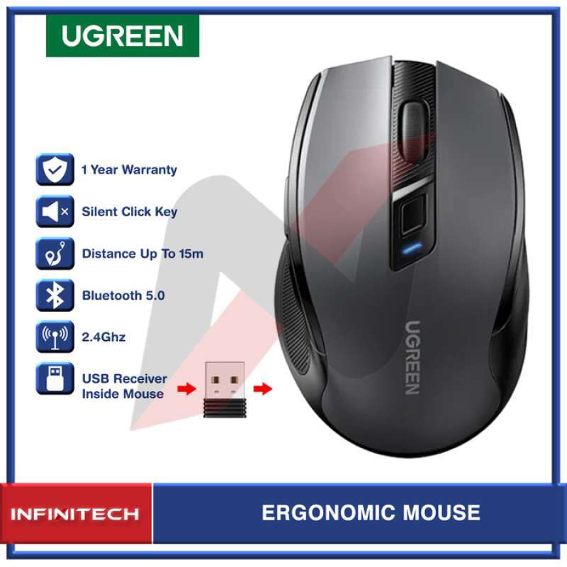 Jual Ugreen Ergonomic Mouse Usb Wireless Silent Click Key Optical ...