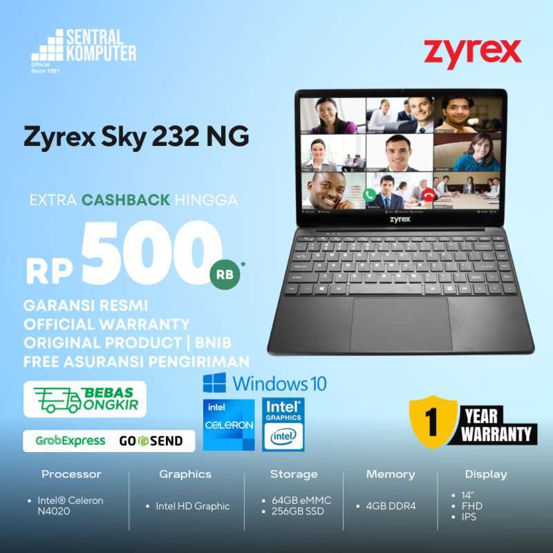 Jual Laptop Murah Zyrex Sky 232 Ng Intel® Celeron N4020 Ram 4gb Ddr4 64gb Emmc + Ssd M.2 256gb ...
