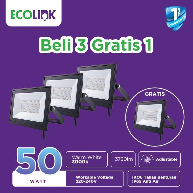 Jual Beli 3 Gratis 1 Ecolink Lampu Sorot Led Flood Light 50w 3000k ... Jual Beli 3 Gratis 1 Ecolink Lampu Sorot Led Flood Light 50w 3000k ...