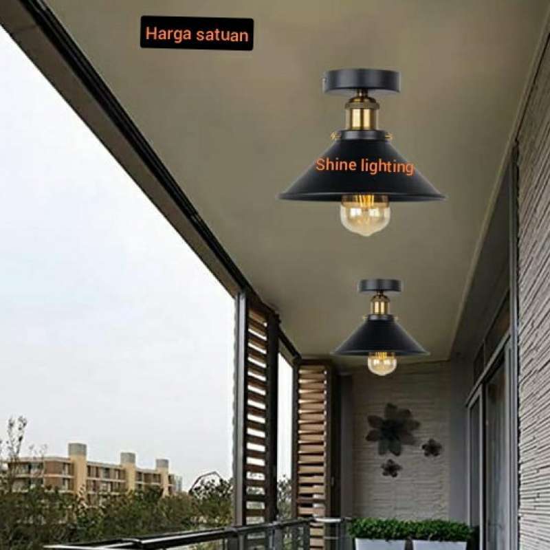 Promo Lampu plafon kap industrial teras/balkon/cafe tipe 610A/1 BK ...