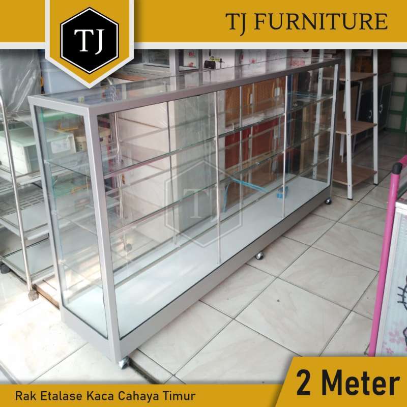 Jual Cahaya Timur Rak Etalase Kaca 2m / Rak Display Toko Roda / Etalase ...