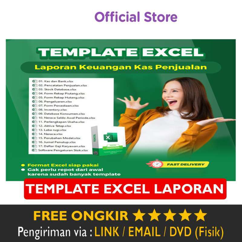 Jual Template Excel Laporan Keuangan Kas dan Pencatatan Penjualan Stock ...