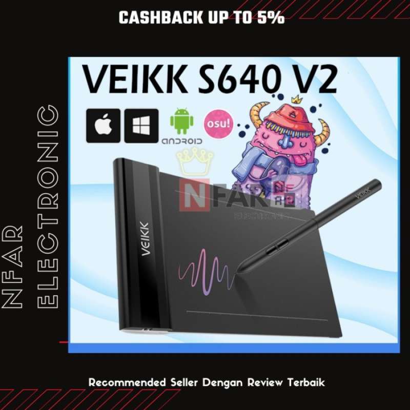Promo VEIKK S640 Digital Graphic Drawing Pen Tablet Gambar dan OSU 8192 ...