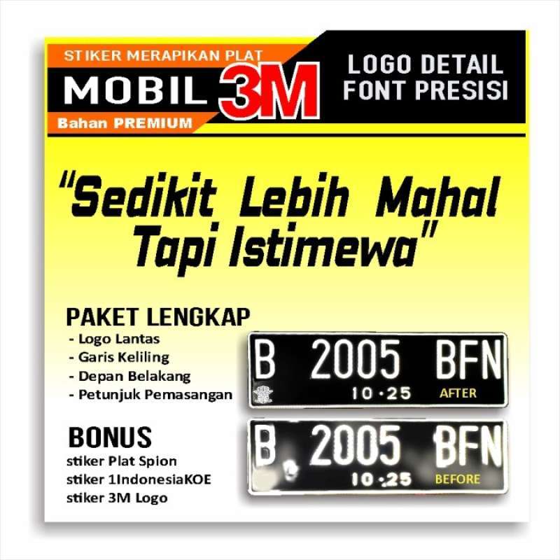 Jual Stiker Plat Nomor Mobil 3M Premium Logo Detil Depan Belakang ...