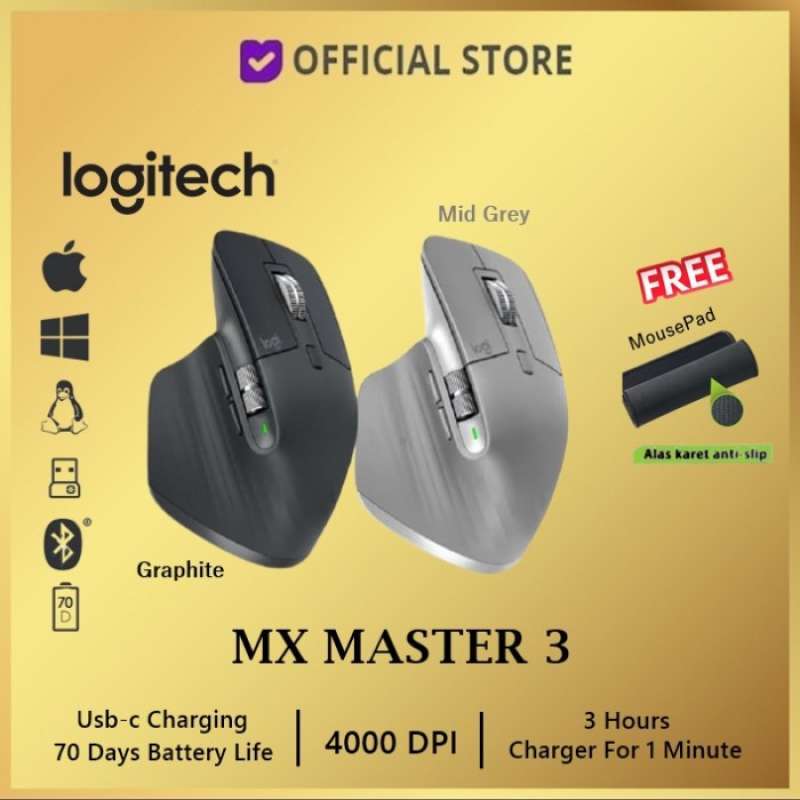 Promo LOGITECH MX MASTER 3 WIRELESS BLUETOOTH MOUSE MX MASTER3 - Mid Grey Diskon 50% di Seller ...