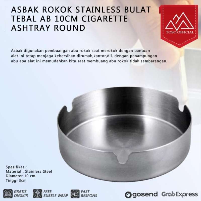 Promo Asbak Rokok Stainless Bulat Tebal Ab 10cm Cigarette Ashtray Round ...