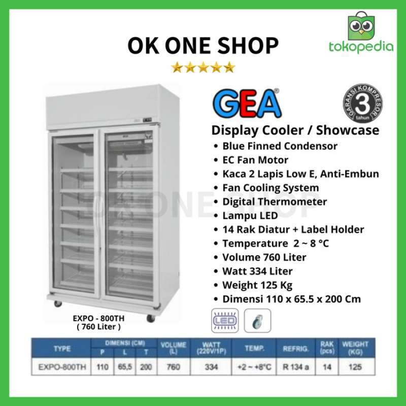Jual GEA EXPO-800TH Display Cooler Showcase 2 Pintu 760L di Seller ...